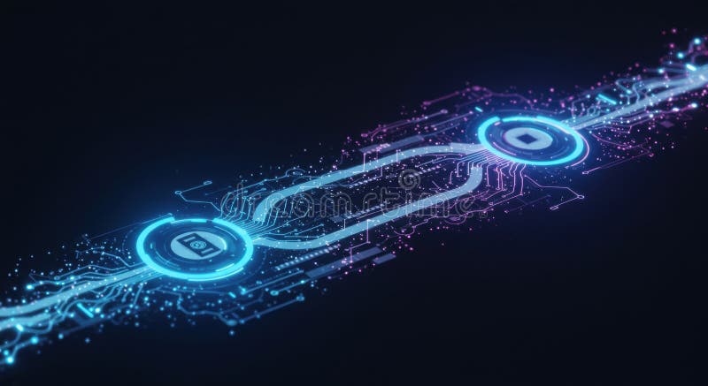 Digital Transaction Flow stock illustration. Illustration of night ...