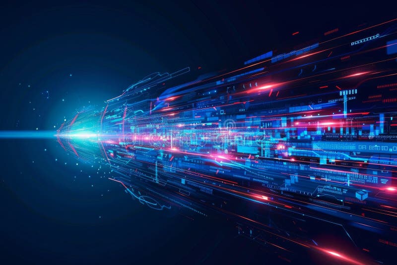 Digital Transfer Big Data on Internet. Futuristic Digital Technology ...