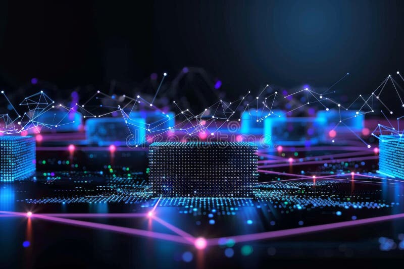 Digital Transfer Big Data on Internet. Futuristic Digital Technology ...