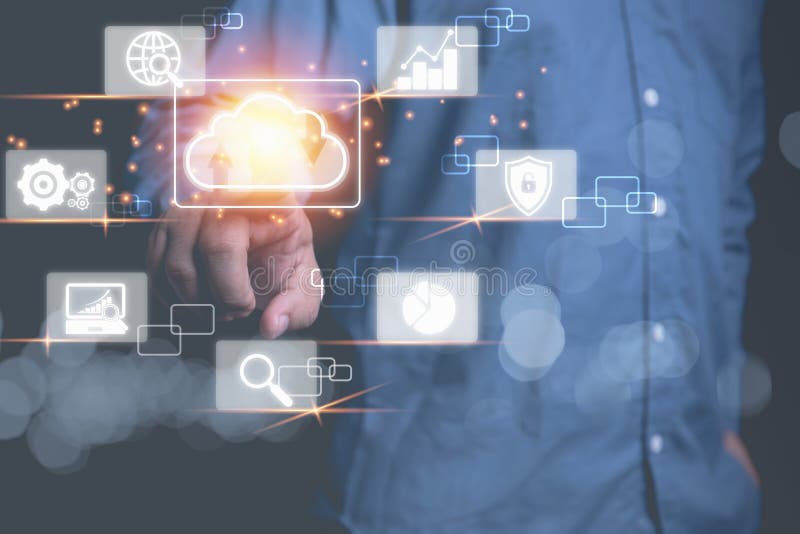 Digital Transfer Data Management New Technology. Businessman with ...