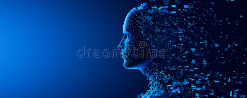 Digital Transformation: AI Artificial Intelligence in Human Face Head ...