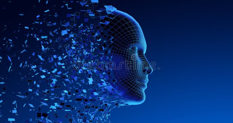 Digital Transformation: AI Artificial Intelligence in Human Face Head ...
