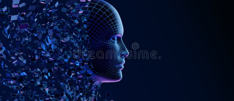 Digital Transformation: AI Artificial Intelligence in Human Face Head ...