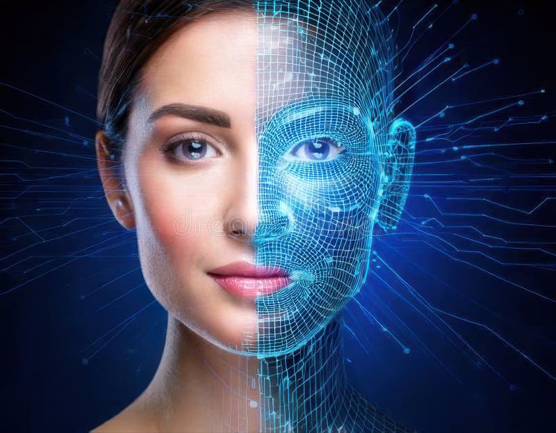 Digital Transformation AI in a Human Face Editorial Stock Image ...