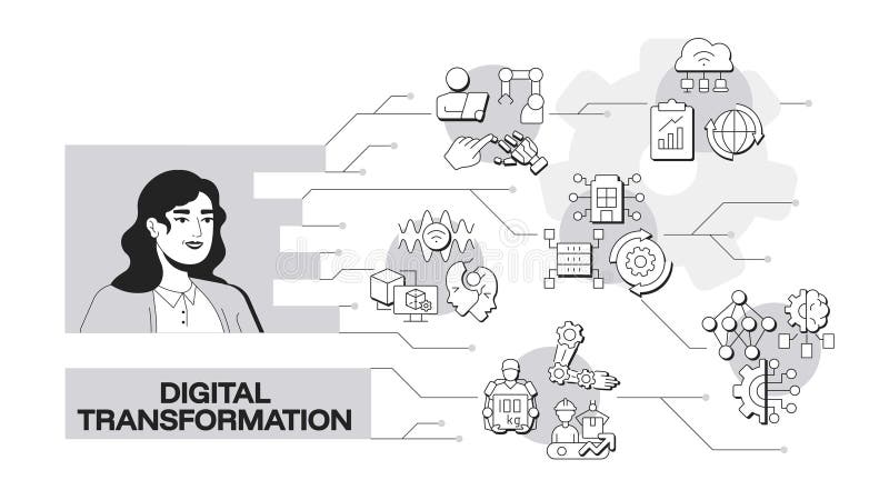 Digital Transformation Banner Conceptual Illustration Stock ...