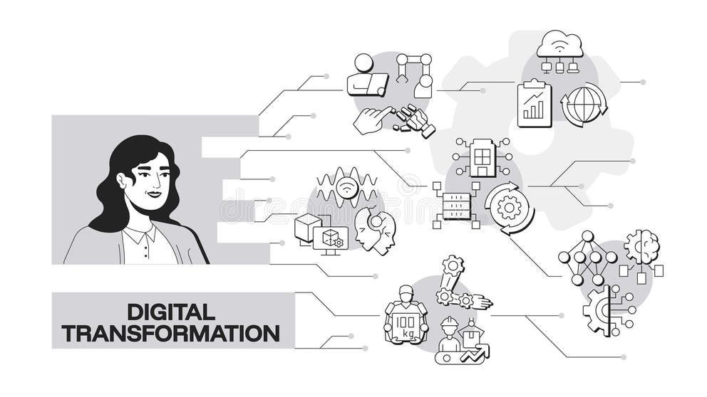 Digital Transformation Banner Conceptual Illustration Stock Vector ...