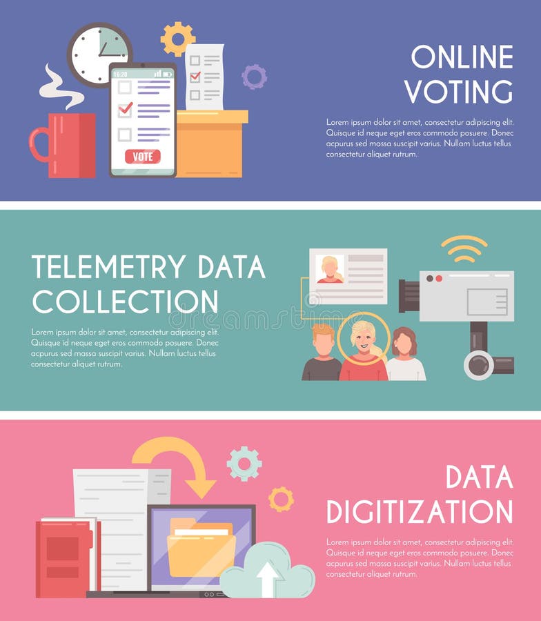 Digital Transformation Banner Set Stock Vector - Illustration of ...