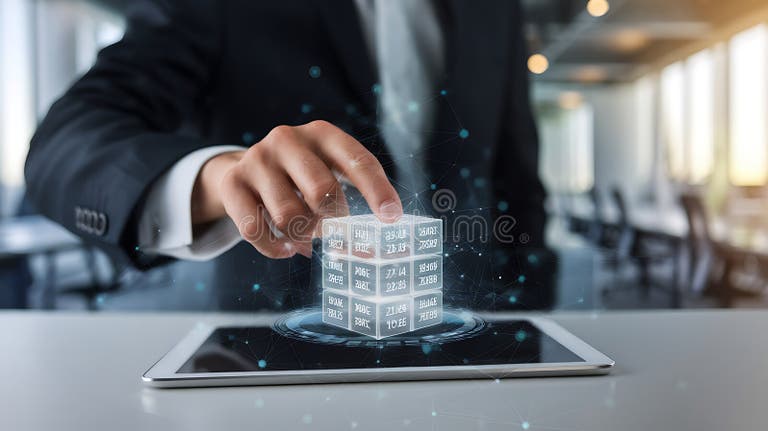 Digital Transformation Business Data Cube, Modern Technology, Innovative Solutions Stock ...