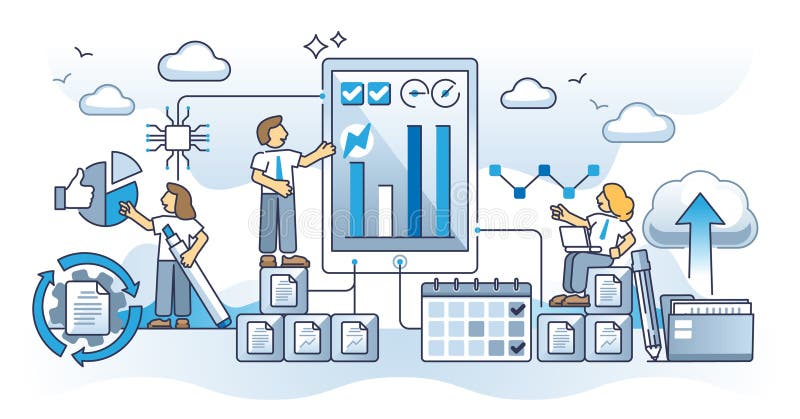 Digital Automation Tools for Effective Automatic Process Outline Diagram Stock Vector ...