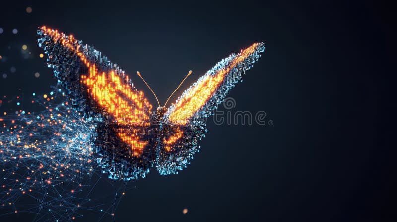 Digital Transformation Butterfly Concept in Glowing Network Style Stock ...