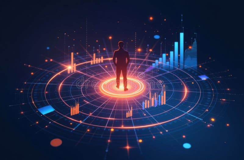 Digital Transformation Concept with a Caucasian Male Analyzing Data ...