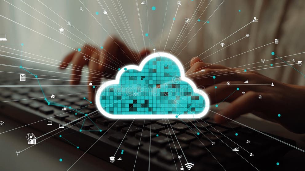 Digital Transformation Concept with Cloud Computing and Data Connection Representations for ...