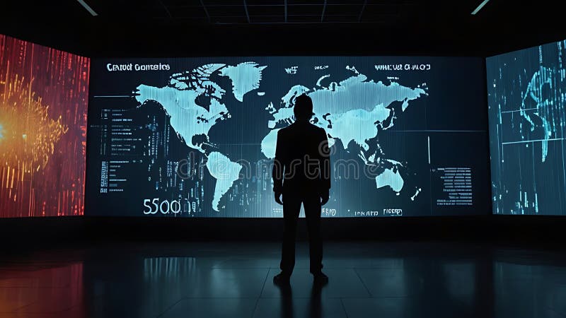 Futuristic Interface with Streaming Code and Lights, Digital ...