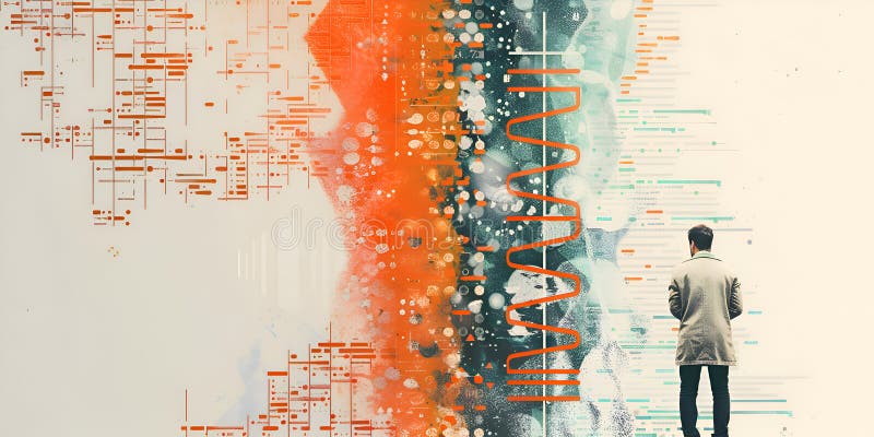 Abstract Digital Data Transformation with Human Figure, Modern ...