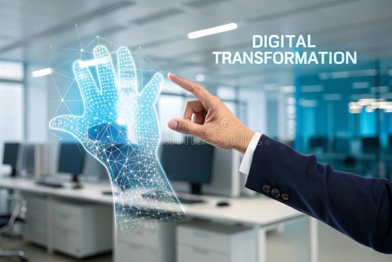 Digital Transformation Concept with Hand Gesture a Professional Hand ...