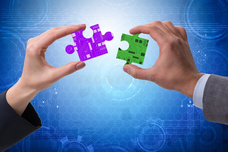 Digital Transformation Concept with Jigsaw Puzzle Stock Image - Image ...