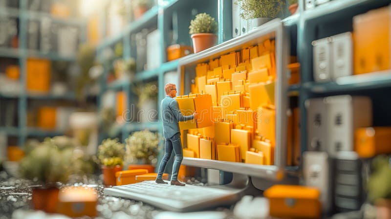 Digital Transformation Concept with Miniature Figure into Computer ...