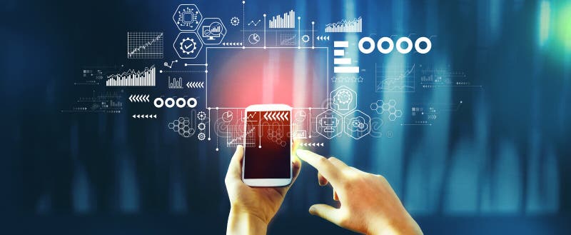 Digital Transformation Concept with Person Using Smartphone Stock Image ...