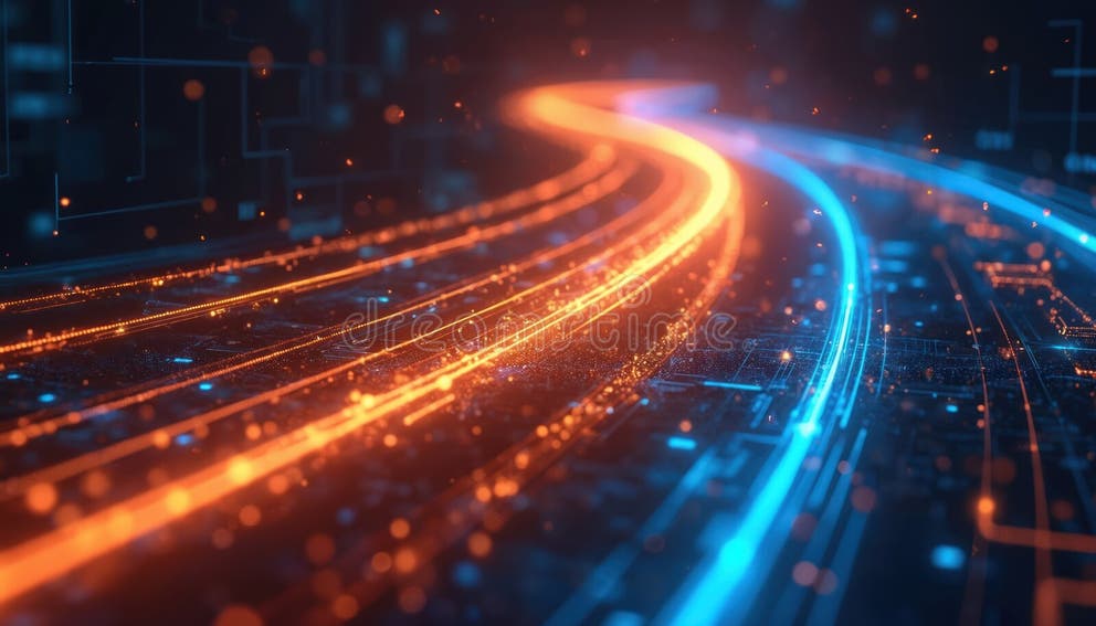 Digital Transformation Concept, Digital Roadmap Abstract Illustration. Data Flow, Technology ...