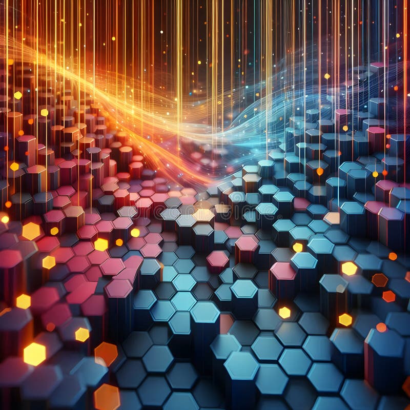 Digital Transformation Depicted through Abstract Landscape of Colorful ...