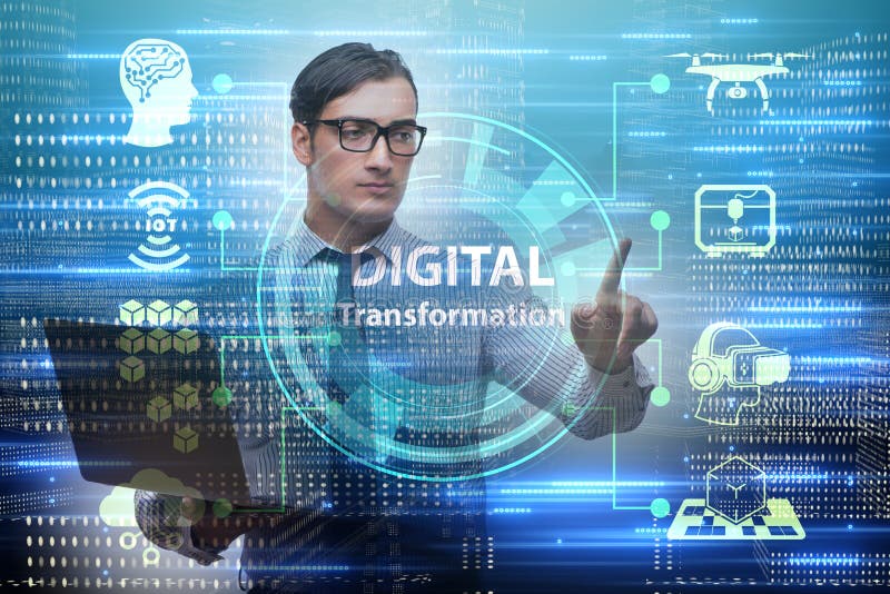 Digitalization Technology Concept with Icon Set Template Banner with ...