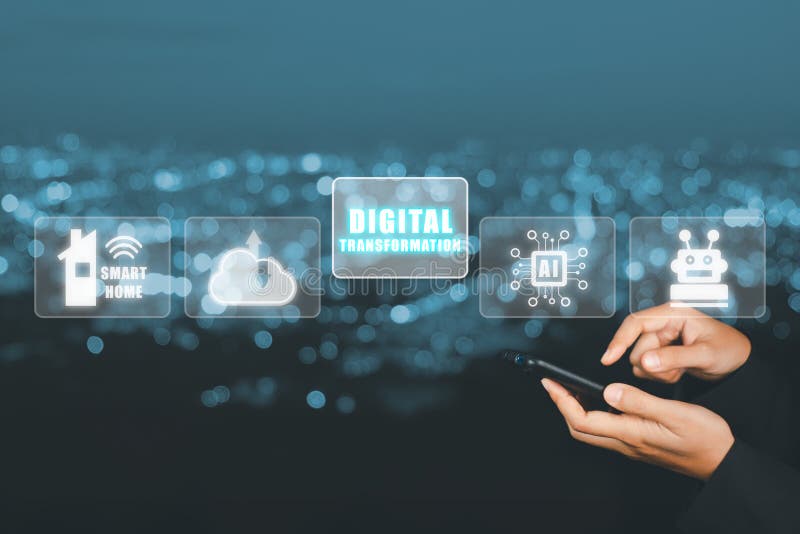 Digital Transformation and Digitalization Technology Concept, Young ...