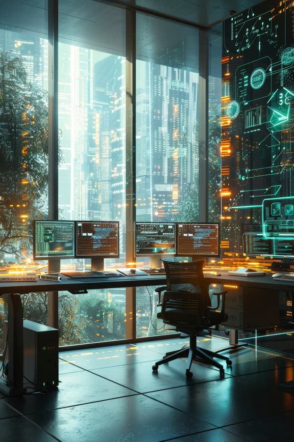 Digital Transformation in a Futuristic Office with Holographic ...