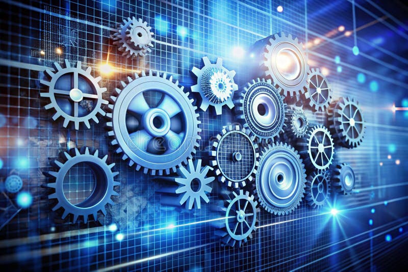 Digital Transformation: Gears Mechanism and Data Integration Stock ...