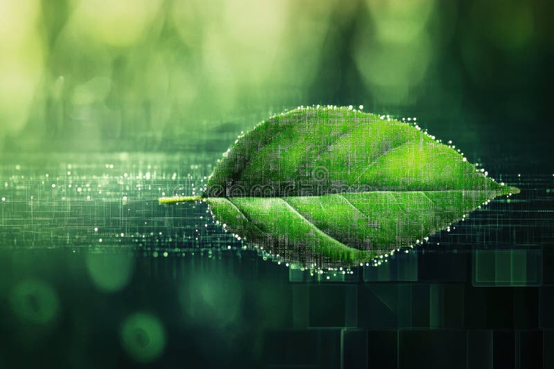 Digital Transformation Green Leaf Symbolizes Connection Nature ...