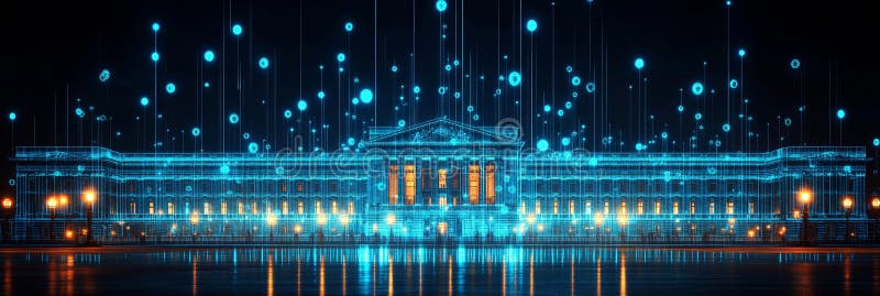 Digital Transformation, Historic Building Outlined in Network of Data ...