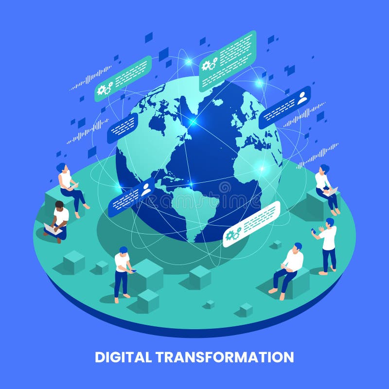 Digital Transformation Isometric Composition Stock Vector ...
