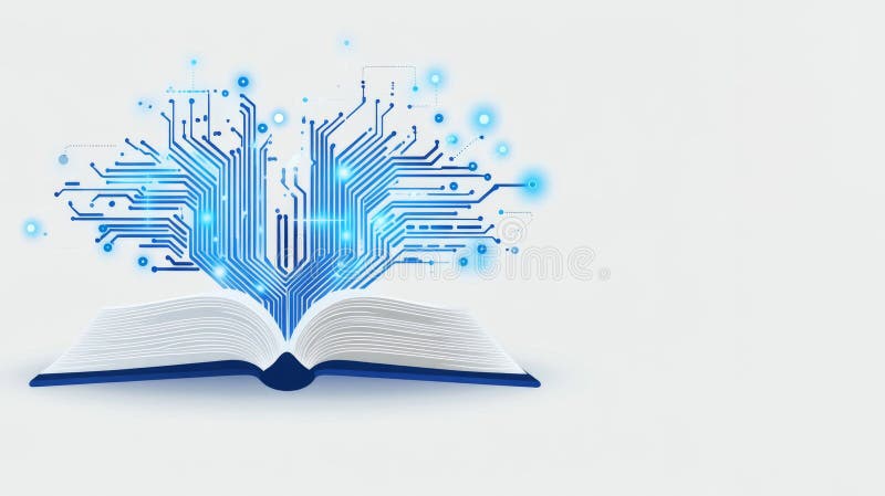 Digital Transformation of Knowledge Illustrated by an Open Book with ...