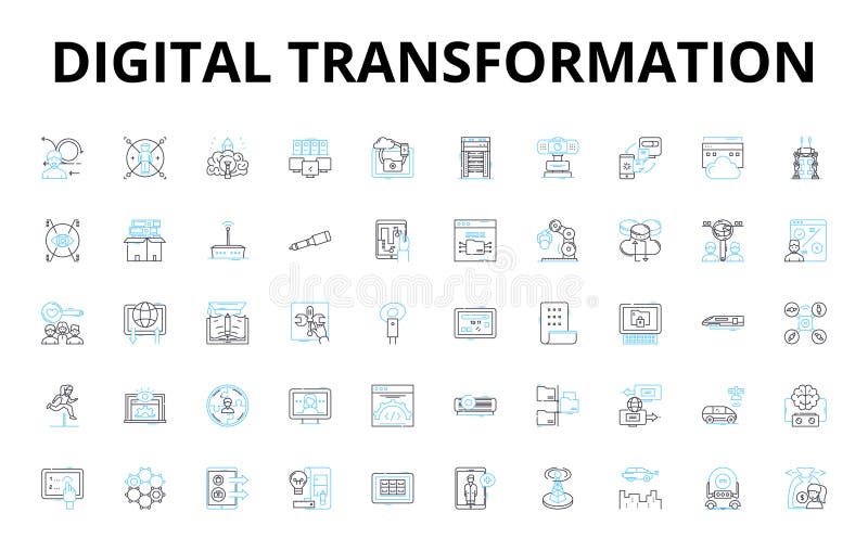 Digital Transformation Linear Icons Set. Disruption, Innovation ...