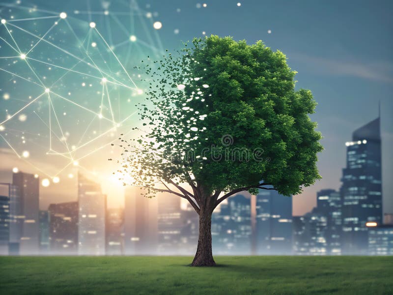 Digital Transformation of Nature and Technology in a Modern Cityscape ...