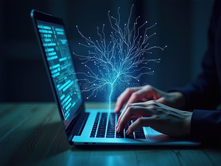 Digital Transformation Neural Network Data Processing and Machine Learning Algorithm Stock ...