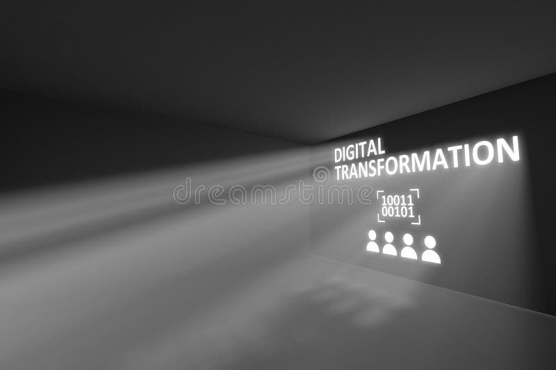 DIGITAL TRANSFORMATION Rays Volume Light Concept 3d Stock Illustration ...