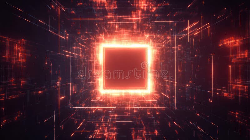 Digital Transformation Represented by Glowing Microchip Surrounded by ...