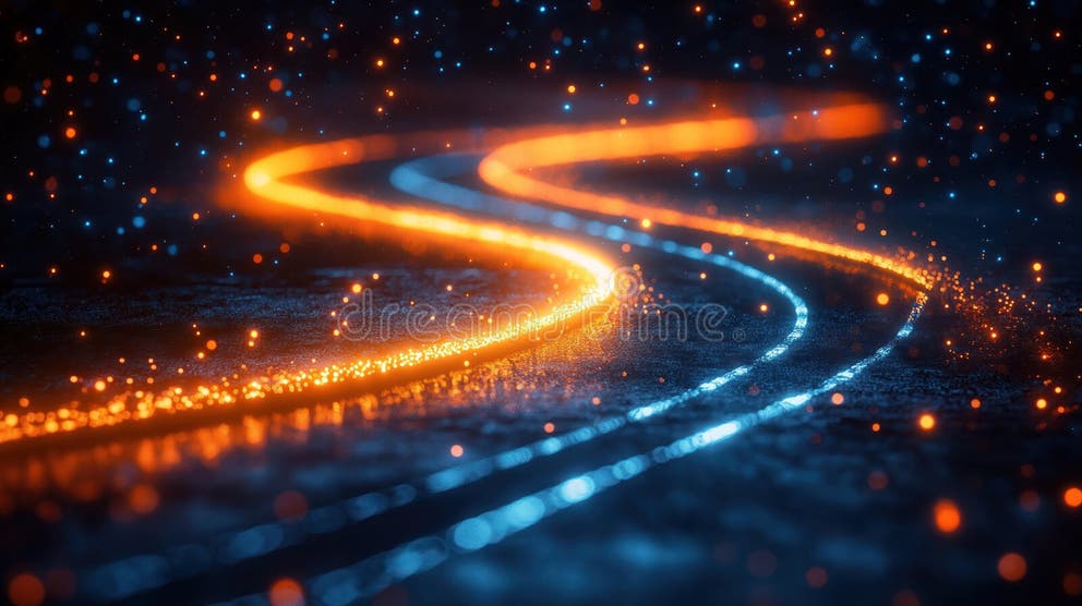 Digital Transformation Roadmap Visualized. Abstract Lines of Orange ...