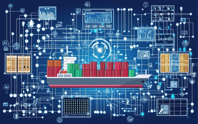 Digital Transformation in Shipping with Containers on a Cargo Ship and ...