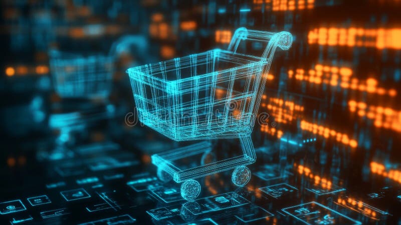 Digital Transformation of Shopping Cart Icon with Futuristic Design ...