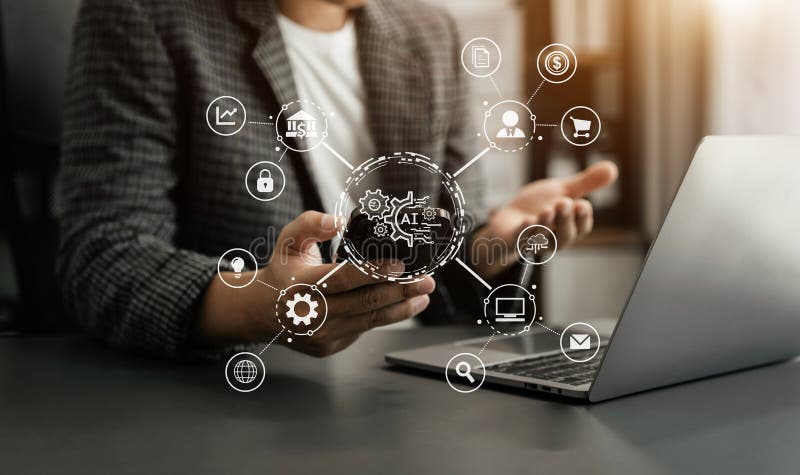 Digital Transformation Technology Strategy, Male Using Laptop, Tablet ...