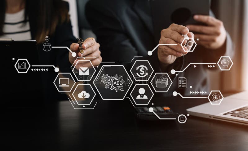 Digital Transformation Technology Strategy, Person Using Laptop, Tablet ...