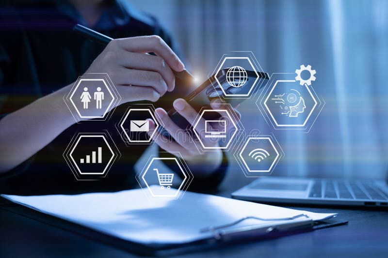 Digital Transformation Technology Strategy, Person Using Laptop, Tablet ...