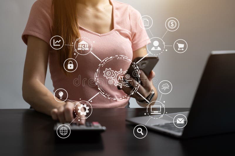 Digital Transformation Technology Strategy, Person Using Laptop, Tablet ...