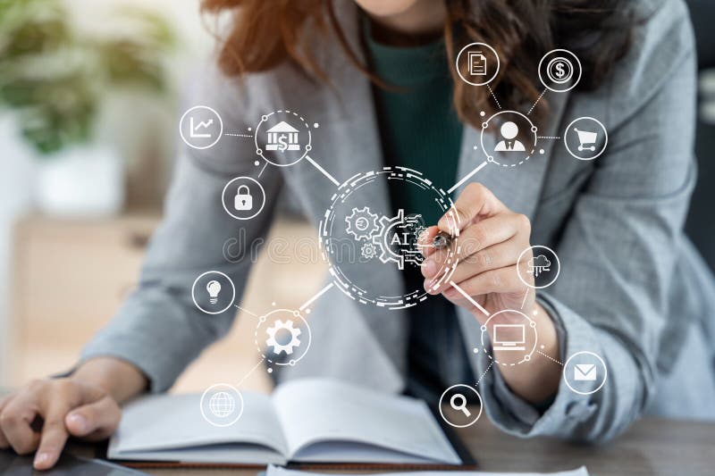 Digital Transformation Technology Strategy, Woman Using Laptop, Tablet ...