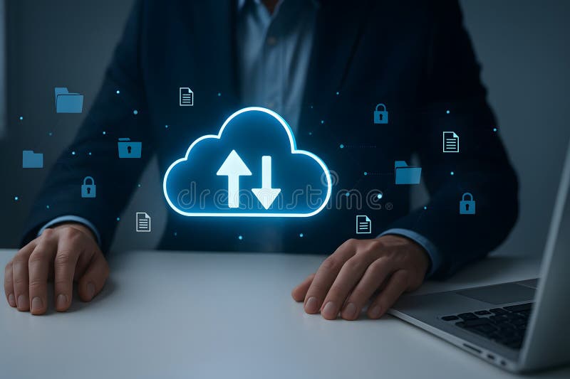 Digital Transformation To Cloud Infrastructure for Modern Remote Work Stock Illustration ...