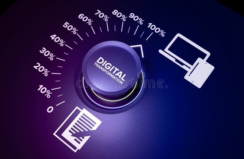 Digital Transformation To Improve Efficiency. Rotating Knob To Increase ...
