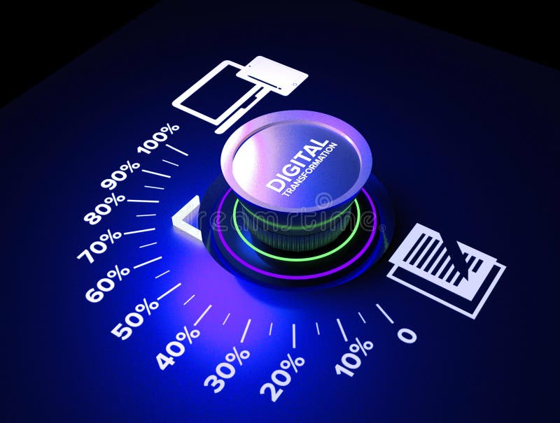Digital Transformation To Improve Efficiency. Rotating Knob To Increase ...