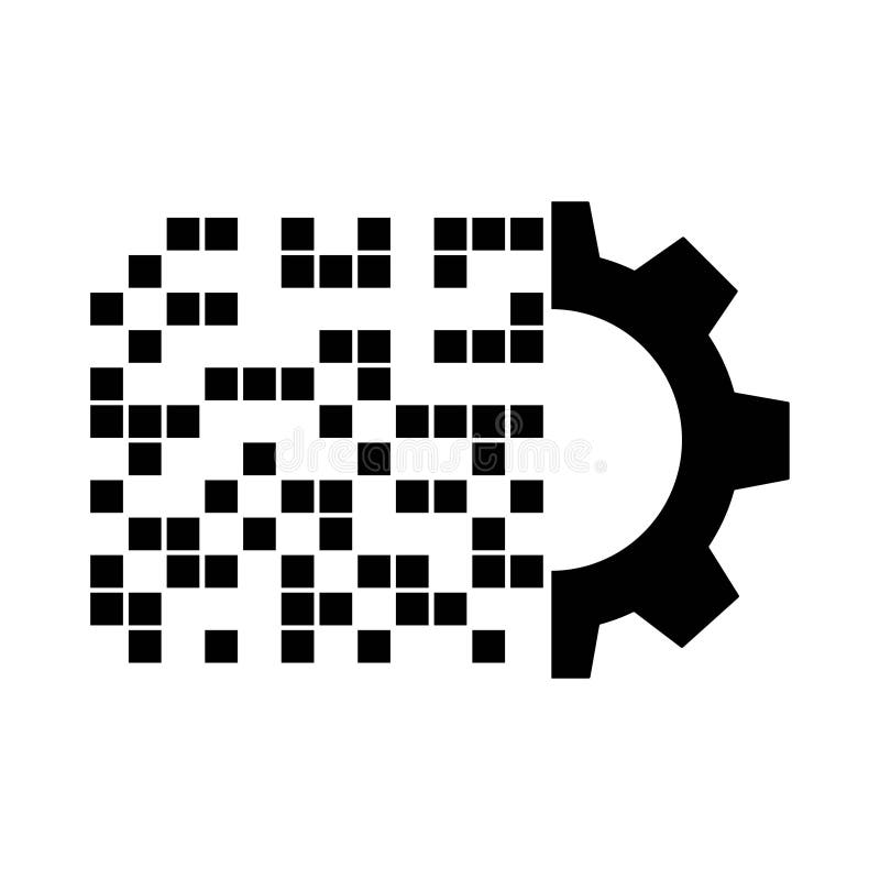 Digital Gear Icon in Flat Style. Cog Vector Illustration on White ...