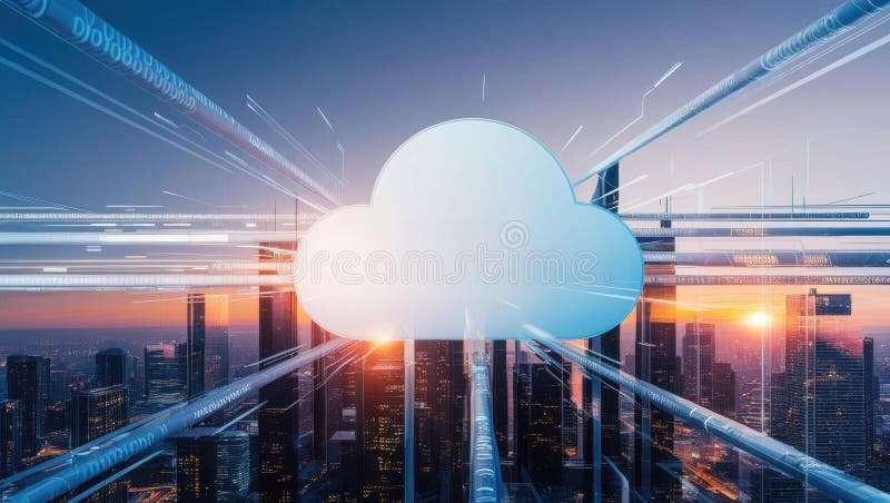 Digital Transformation, Virtualized Cloud Interface, Abstract Data ...